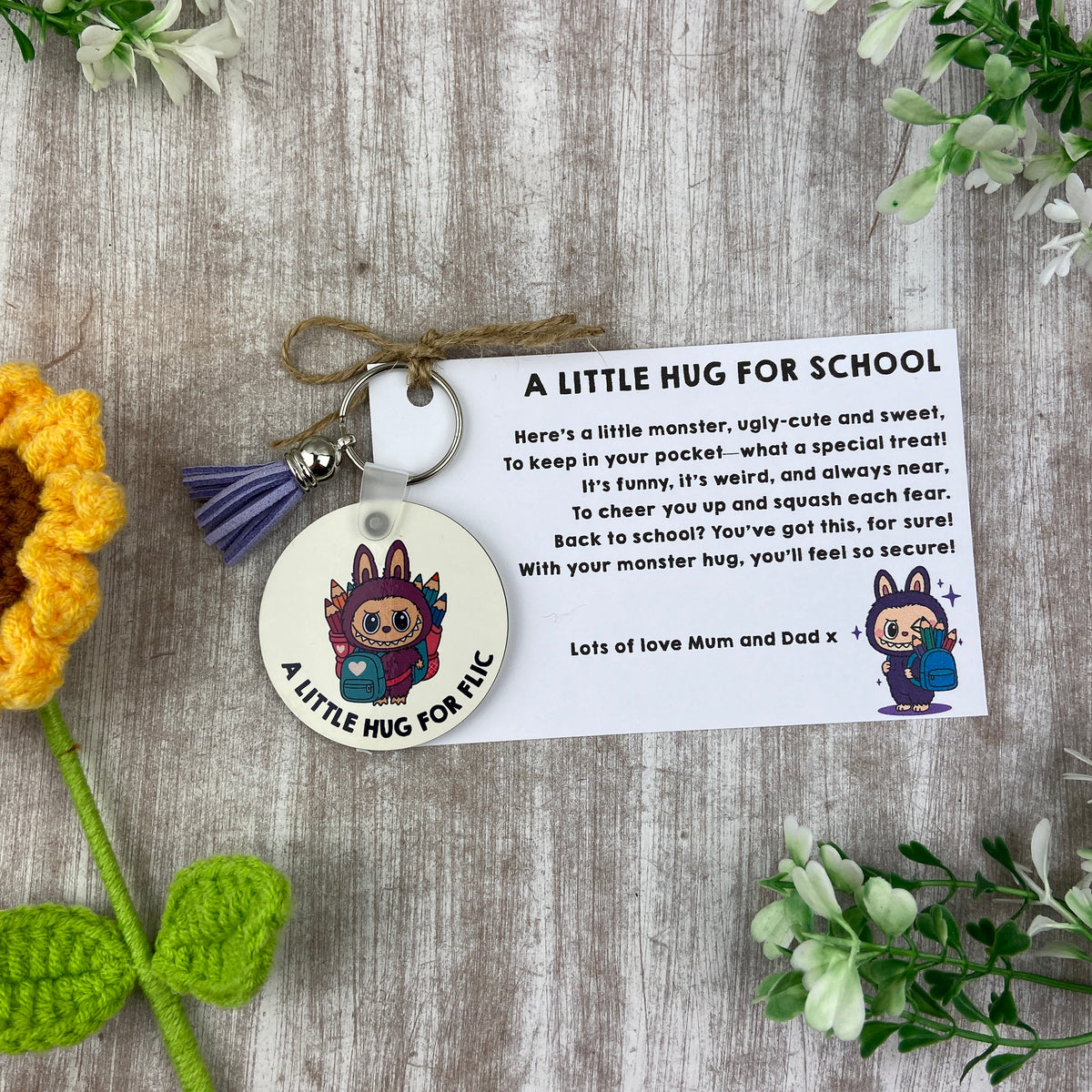Back to School Pocket Hug Keyring - Purple Monster – The Persnickety Co